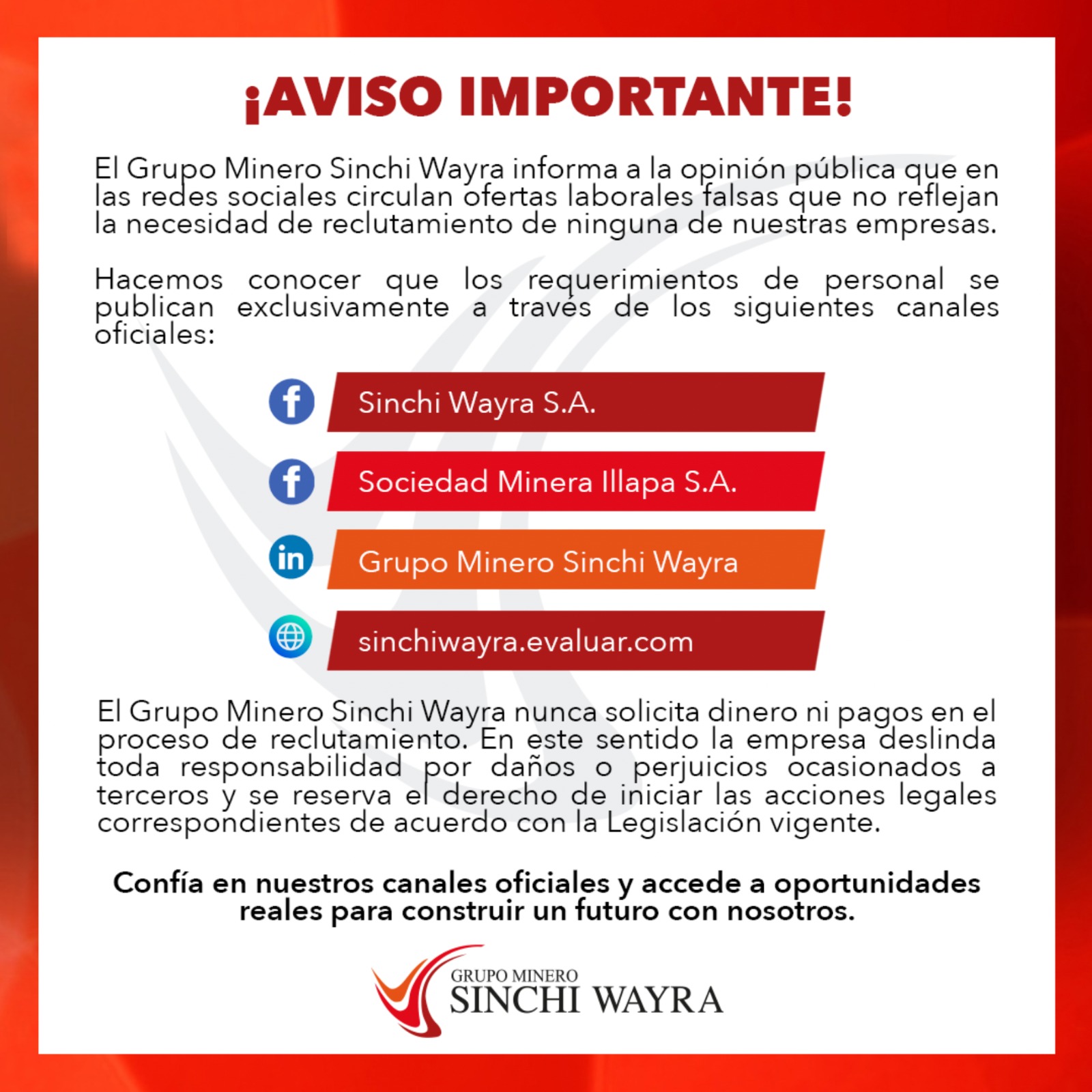 Trabaja con Nosotros – Sinchi Wayra
